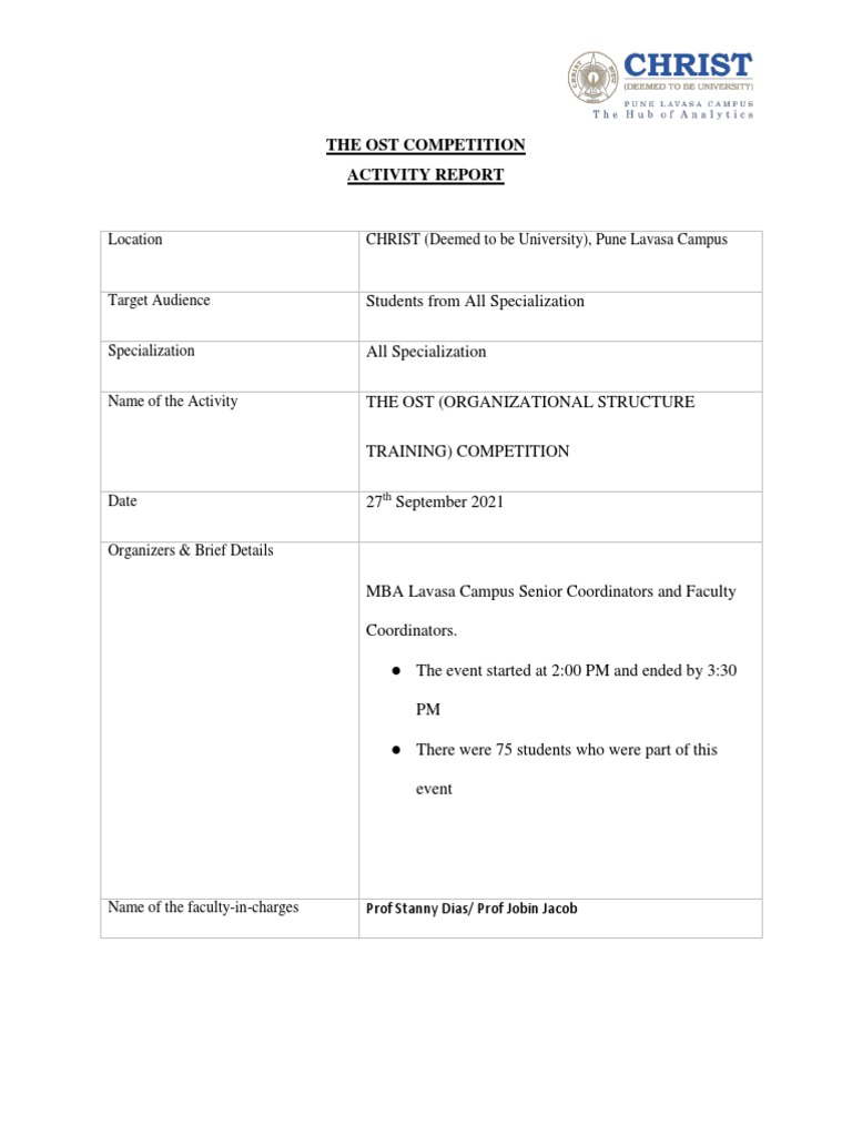 OST Competition Report 2021 | PDF | Mentorship | Organizational Structure