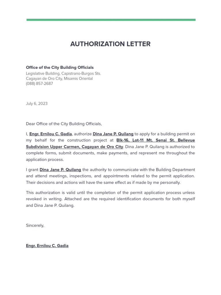 Authorization Letter | PDF