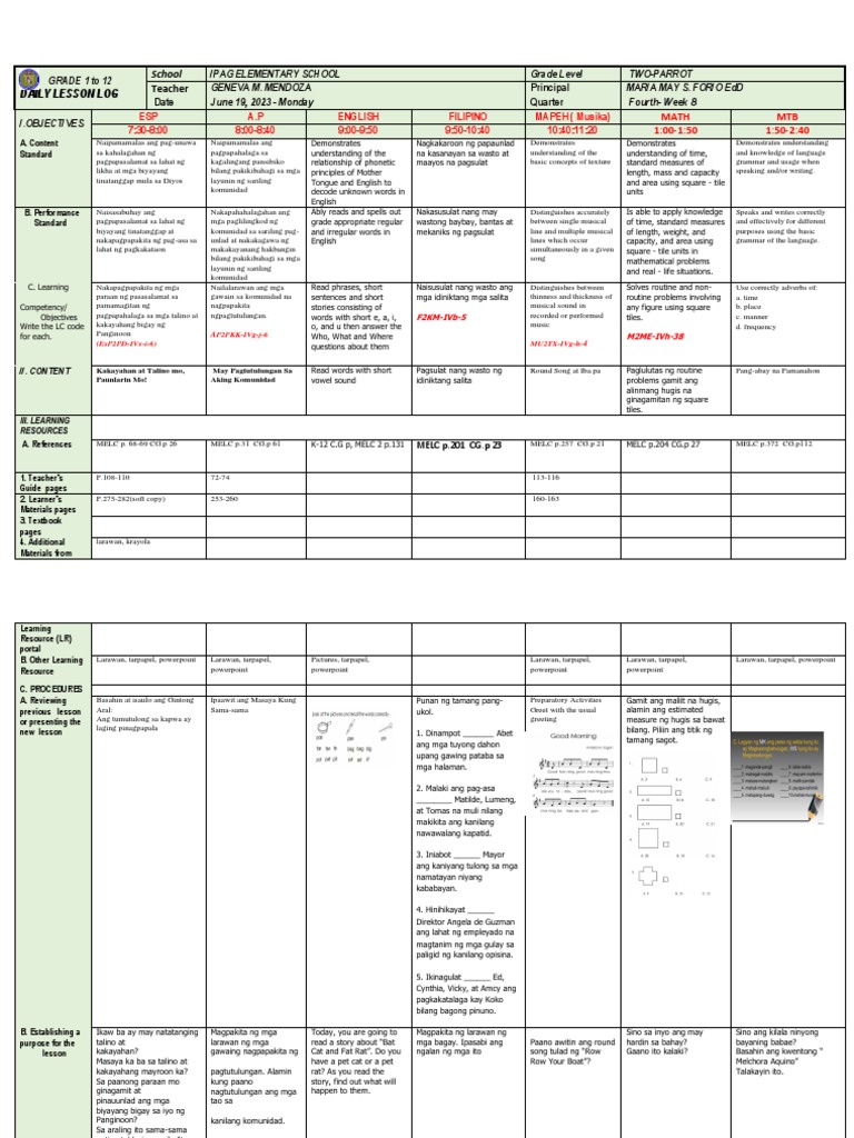 DLL Quarter 4 WK 8 Geneva Mendoza | PDF | Cognition | Linguistics