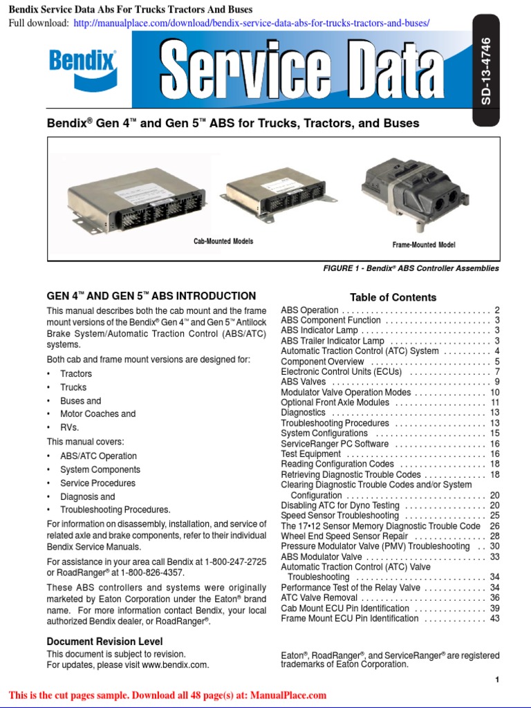 Bendix Service Data Abs For Trucks Tractors and Buses | PDF | Anti Lock ...