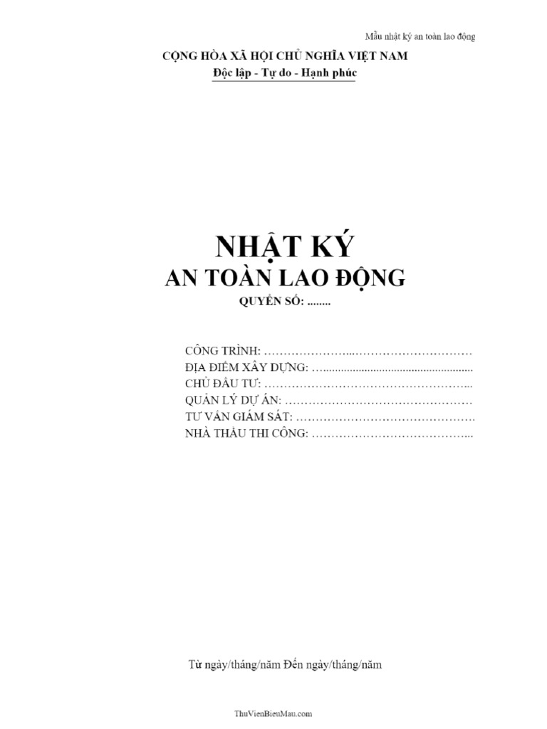 Biểu mẫu Nhật ký an toàn lao động - bie... hat - ky - an - toan - lao ...