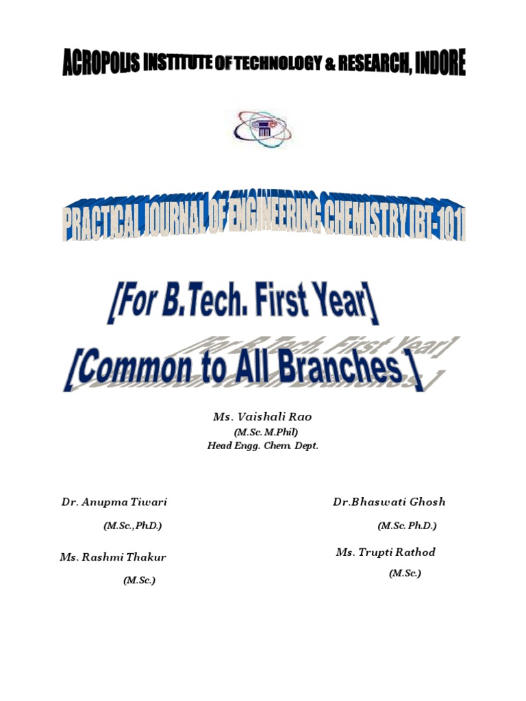 BT101 Engg. Chem Pr. Journal | PDF | Viscosity | Friction