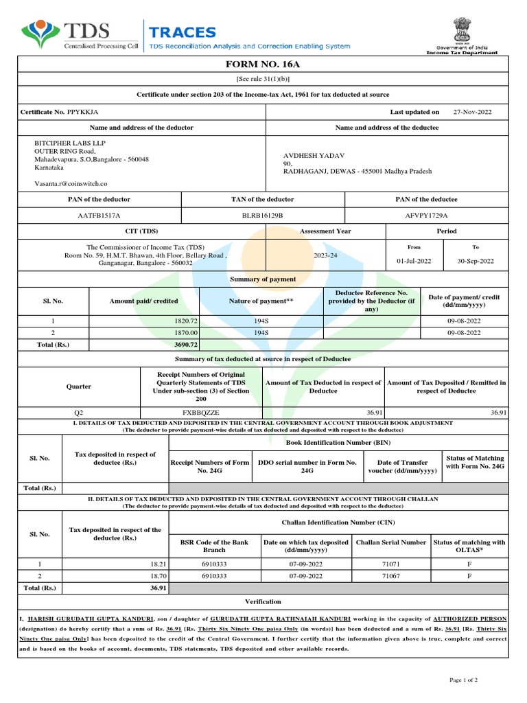 TDS Report 27-06-2023 | PDF | Lease | Securities (Finance)