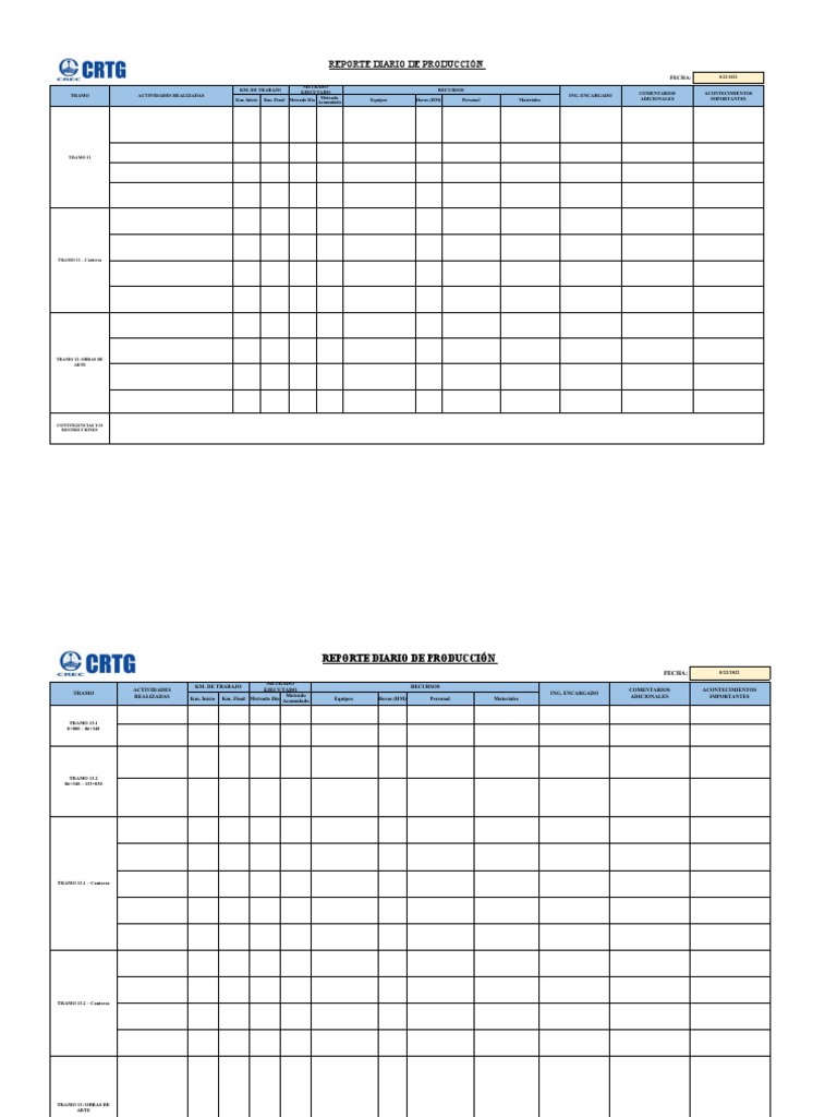Formato de Reporte Diario | PDF