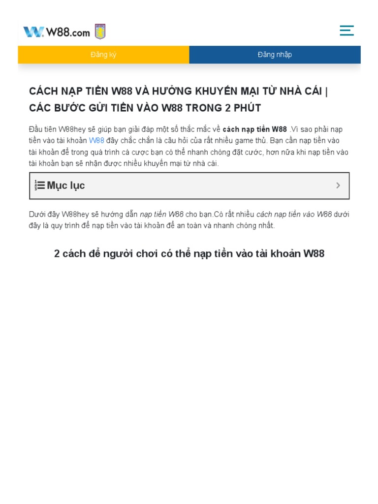 Cach Nap Tien w88 | PDF