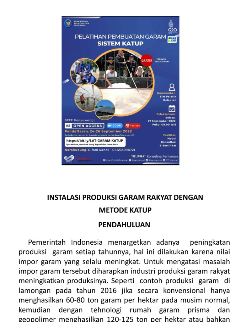 PPT Instalasi Produksi Garam | PDF