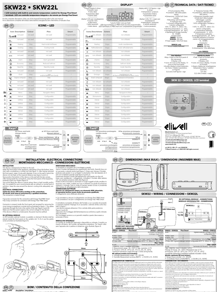 9is24102 Skw22-22l LCD Terminal En-It 09-13 - Eliwell | PDF