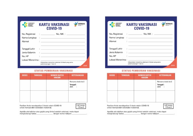Kartu Vaksin Covid 19 | PDF