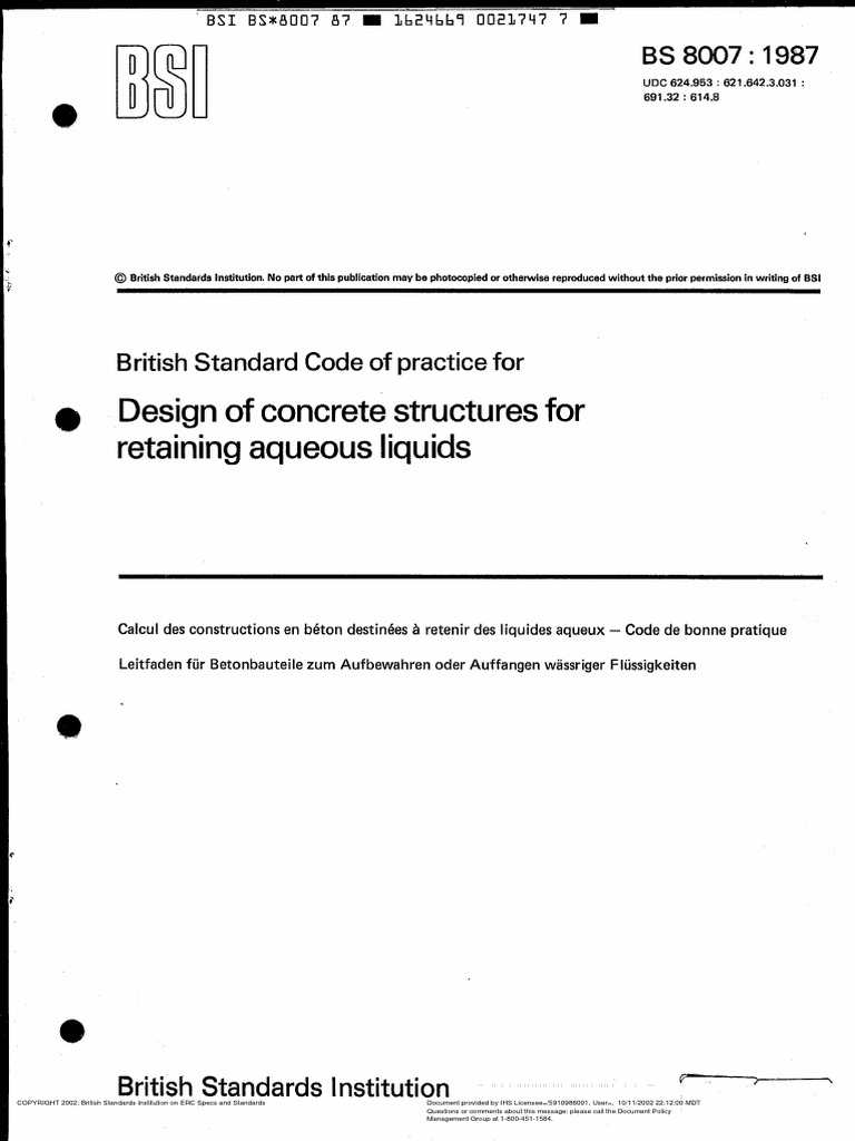 BS 8007 | PDF | Concrete | Roof