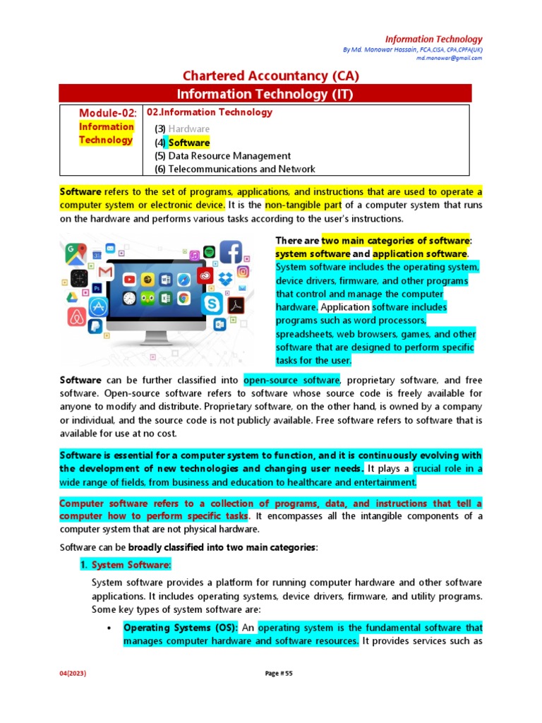 04.CA (CL) - IT - (Module-2) - (4) Information Technology-Software | PDF | Operating System ...