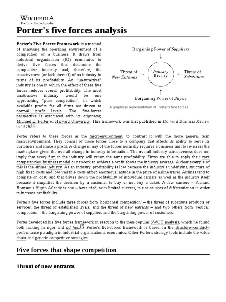 Porter's Five Forces Analysis | PDF | Market (Economics) | Financial ...