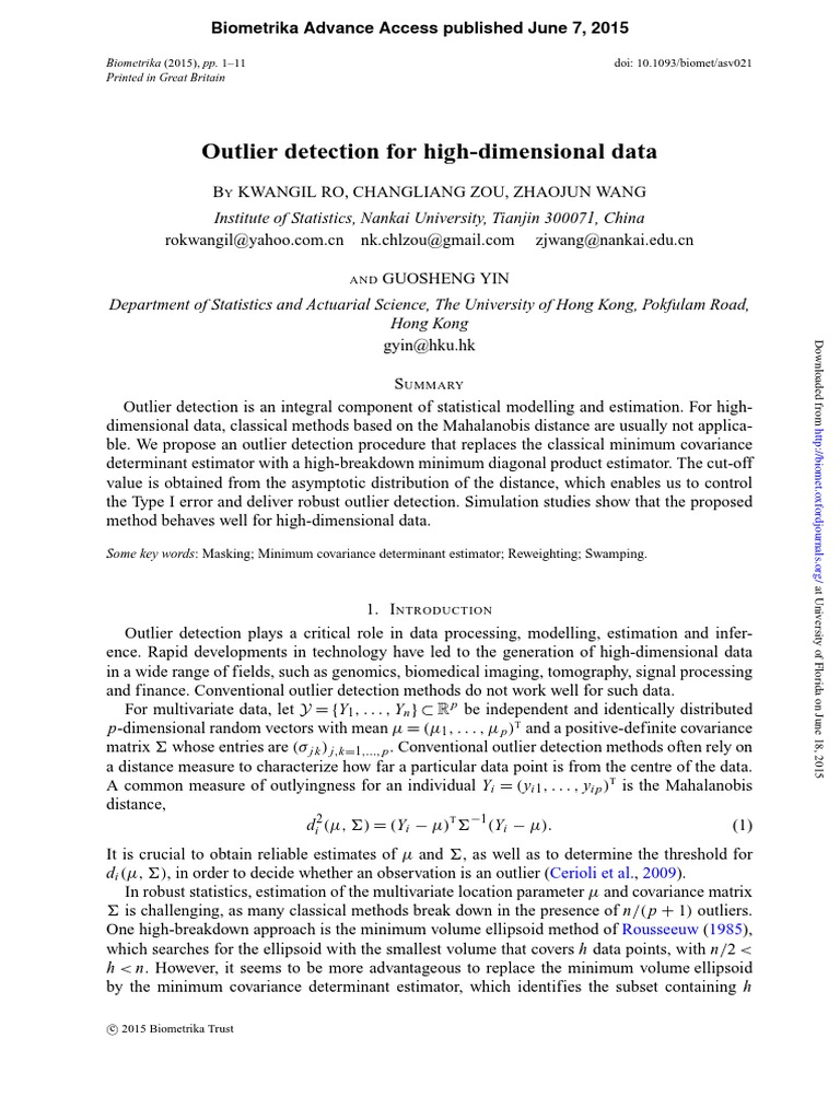 Outlier Detection For High Dimensional Data Pdf Outlier