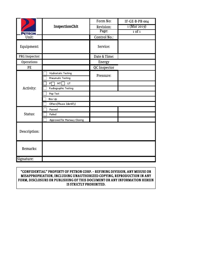 Inspection Chit | PDF
