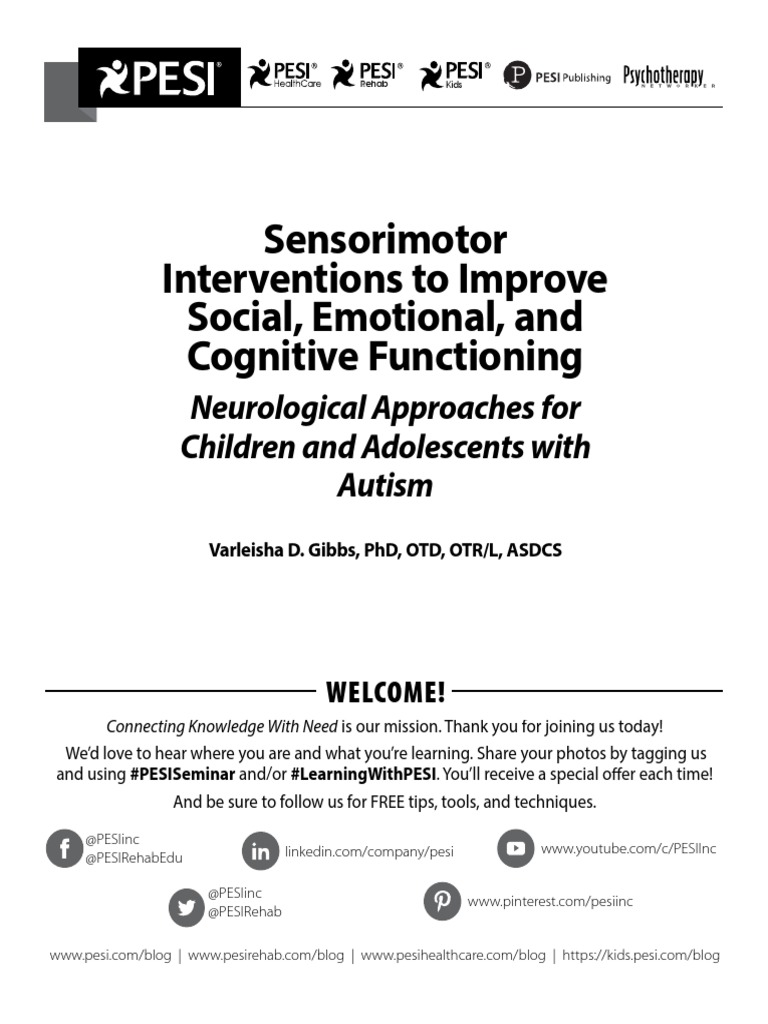 Manual Sensorimotor Interventions Improve Social Emotional Cognitive Functioning | PDF | Autism ...