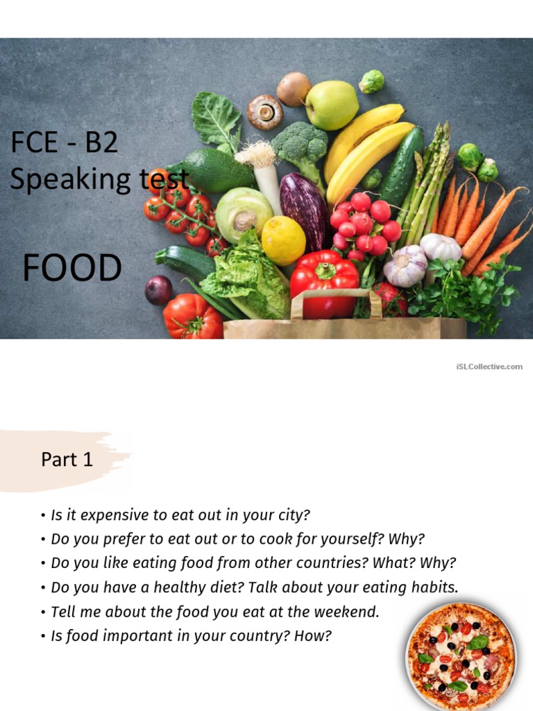 B2 For Schools - Speaking Practice - Topic - Food | PDF