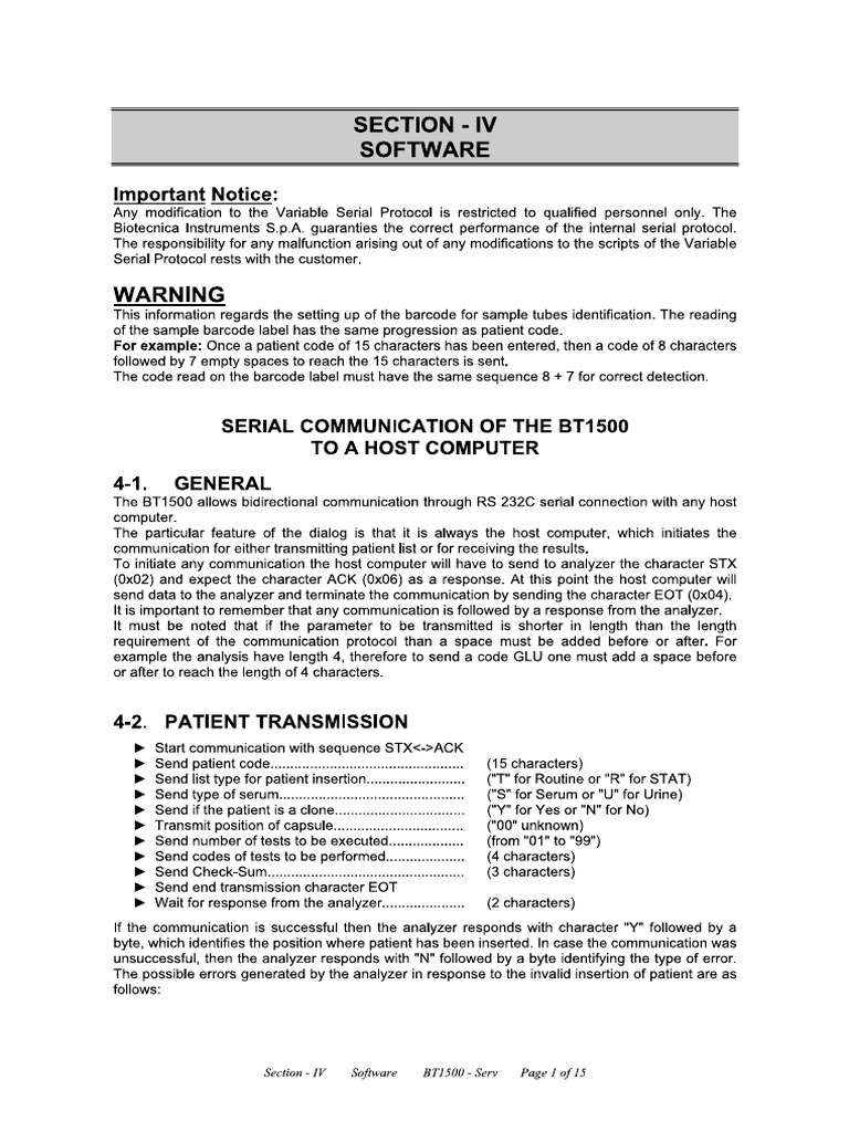 Protocol BT1500 | PDF