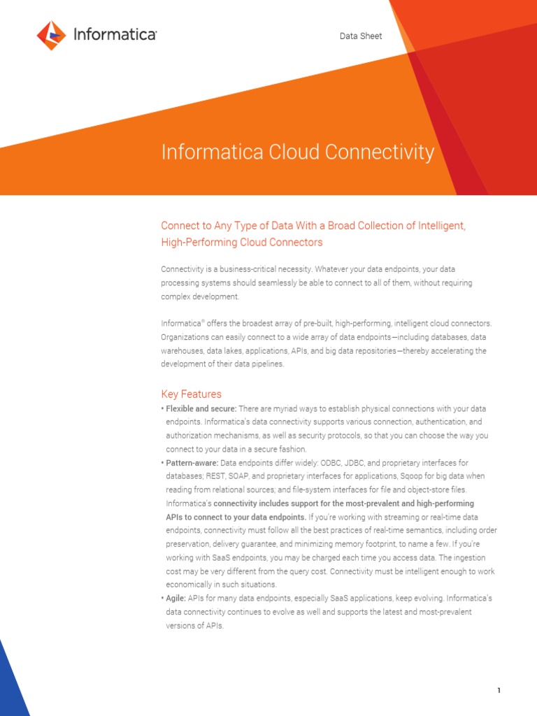 Informatica Cloud Connectivity - Data Sheet - 3824en | PDF | Cloud Computing | Databases