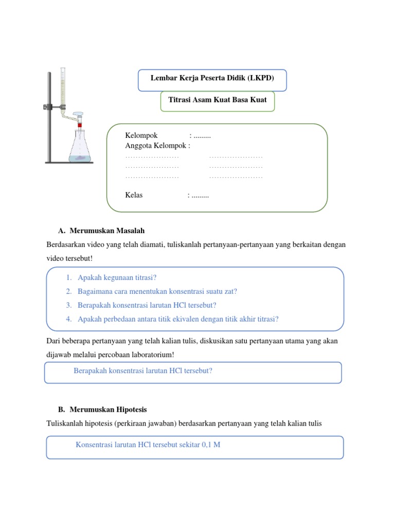 LKPD Titrasi Asam Basa Kuat | PDF | Sains & Matematika