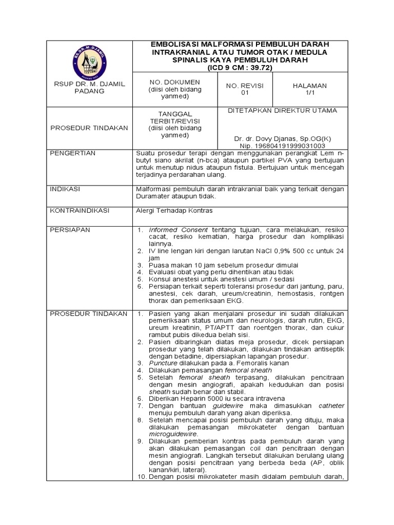 Prosedur Embolisasi Malformasi Pembuluh Darah | PDF | Sains & Matematika