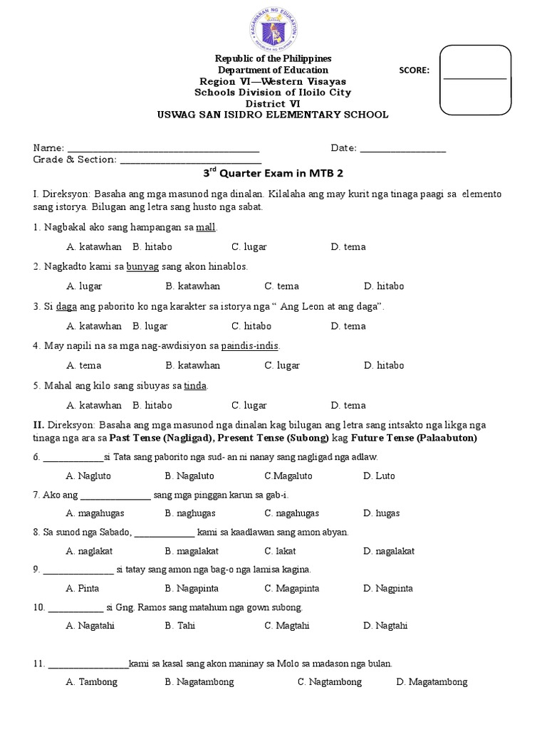 Q3 Periodical Test in MTB | PDF