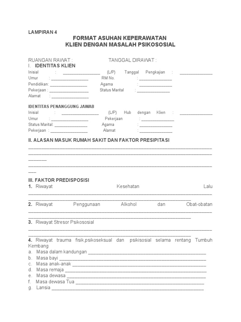 Form Askep Psikososial | PDF