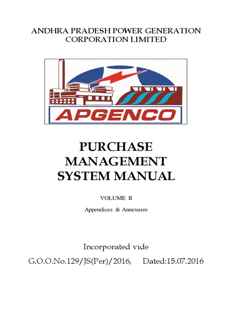 Purchase Management System Manual: Andhra Pradesh Power Generation ...