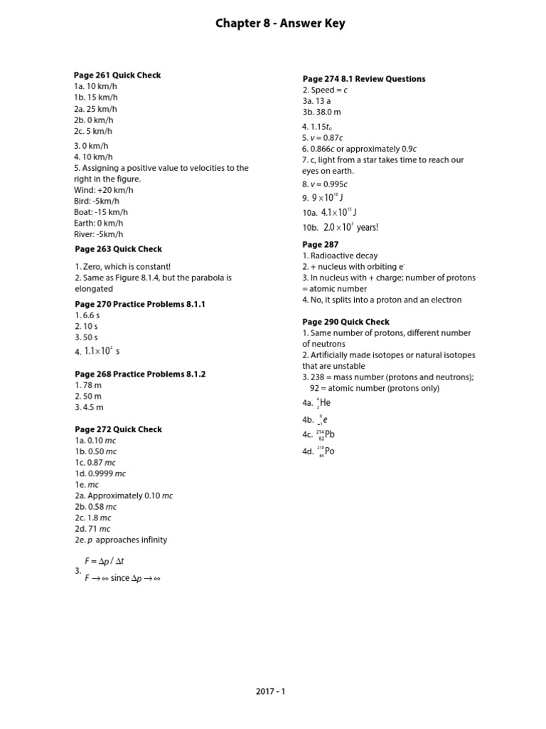 Chapter 8 Answer Key and Quick Checks | PDF | Proton | Atomic Nucleus