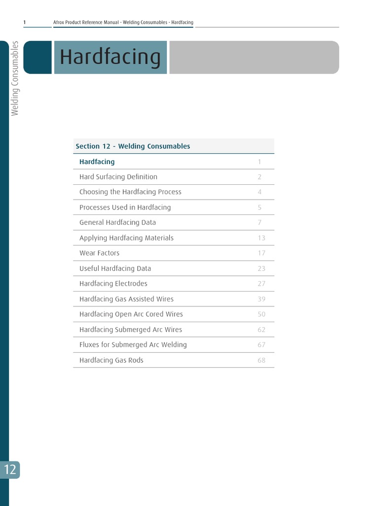 Section 12 - Welding Consumables - Hardfacing | PDF | Construction | Welding