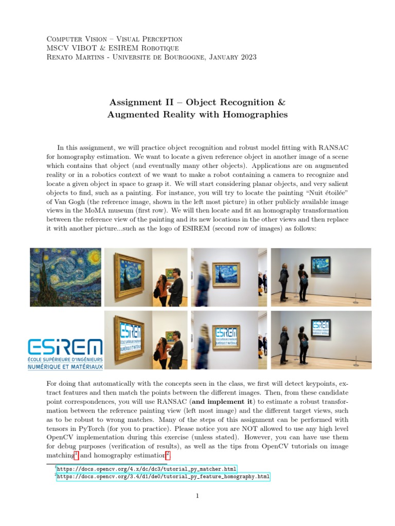 CV_Assignment_2_RecognitionAR | PDF | Computer Vision | Computer Science