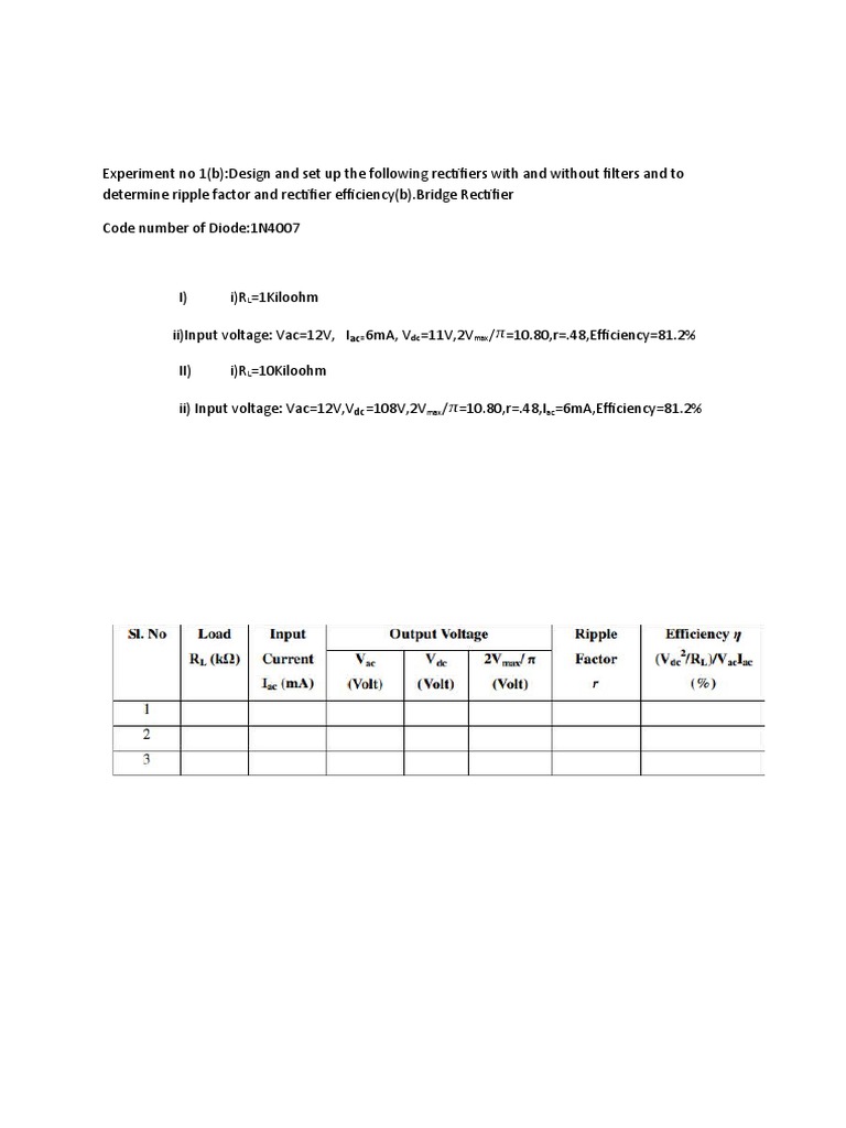 Bridge rectifier results and conclusion | PDF