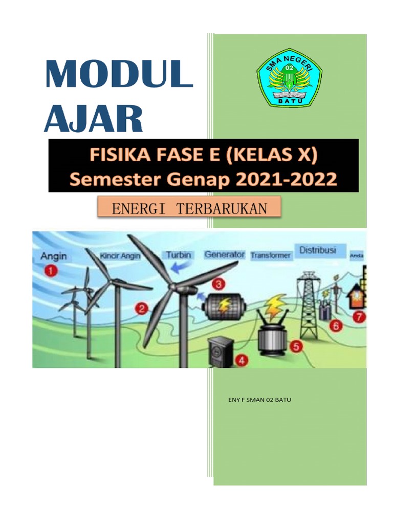 Modulajar - Fase E - Kelas X - Energi Terbarukan (Adiwiyata) - Eny | PDF
