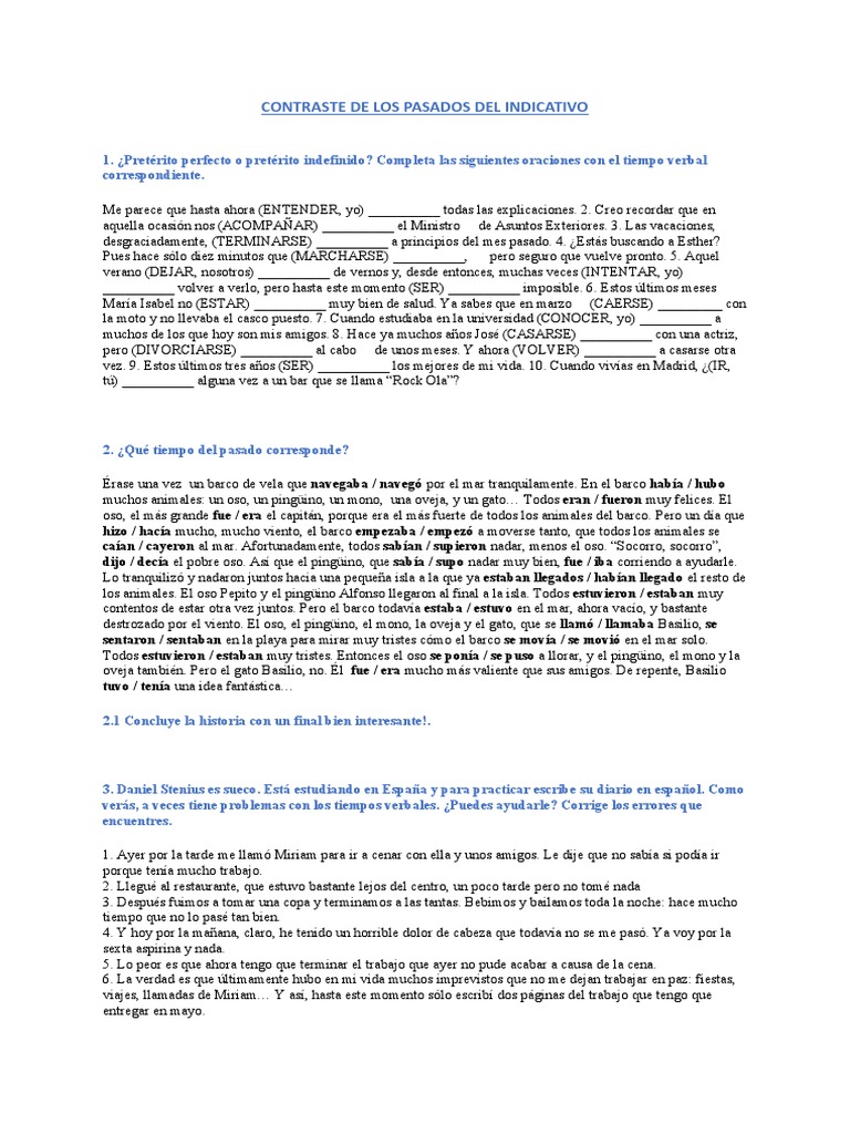 Contraste de Los Pasados Del Indicativo | PDF