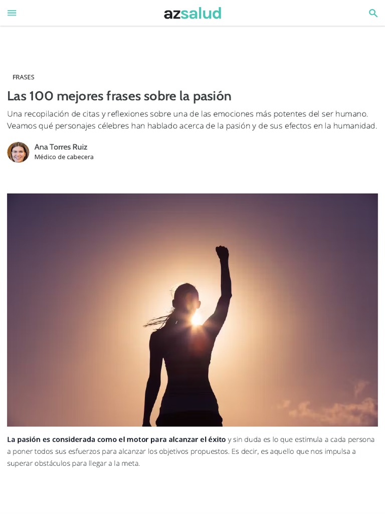 Las 100 Mejores Frases Sobre La Pasión | PDF | Amor | Pasion (Emocion)