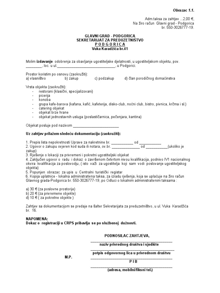 Obrazac-1.1 | PDF