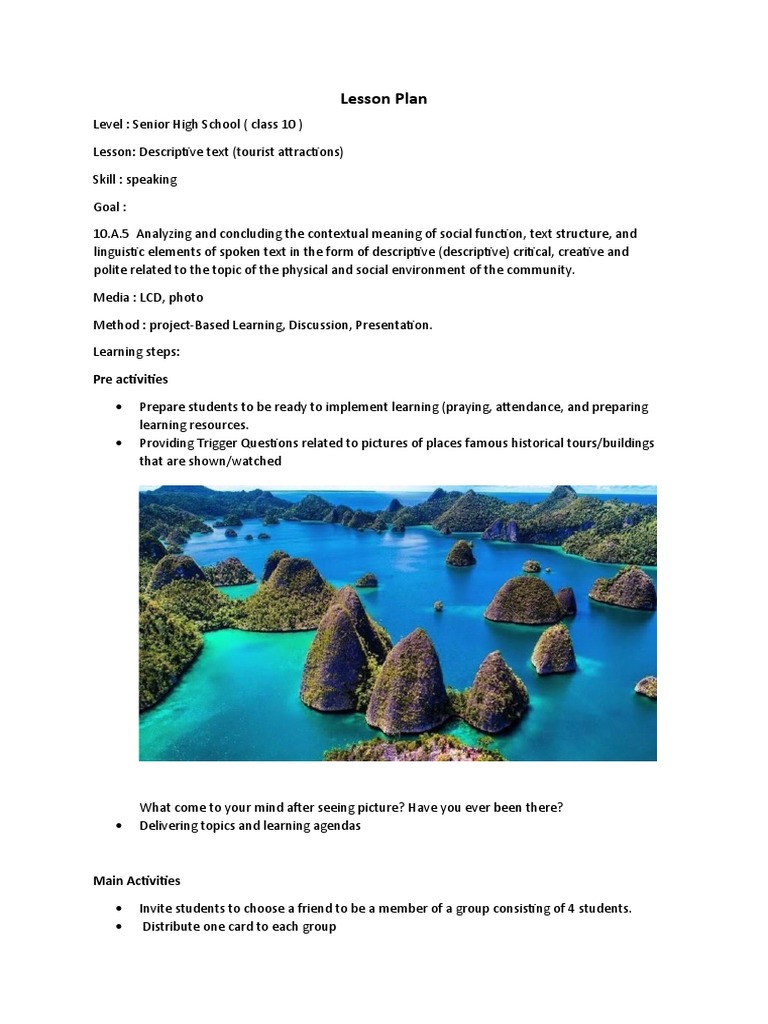 Lesson plan (Descriptive Text) | PDF