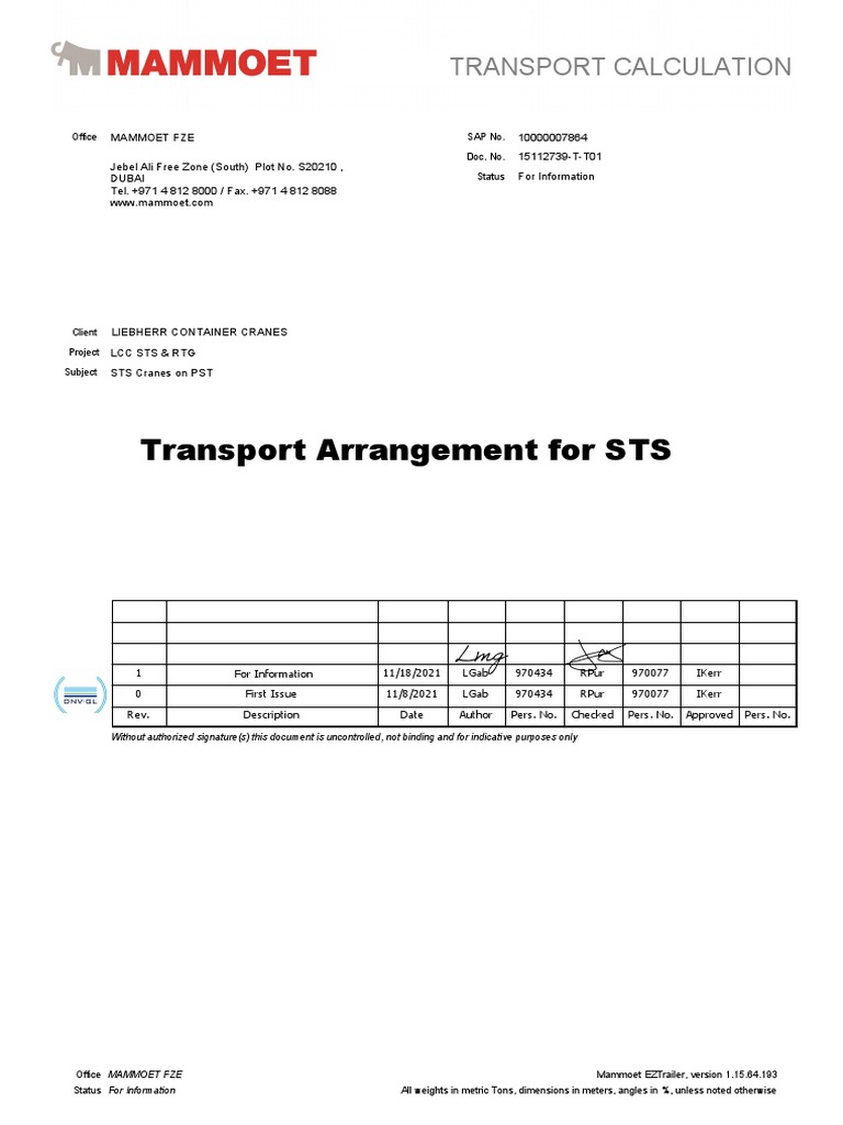 15112739-T-T01-01 STS Crane (4x24AL PST) - SGN | PDF | Crane (Machine) | Trailer (Vehicle)