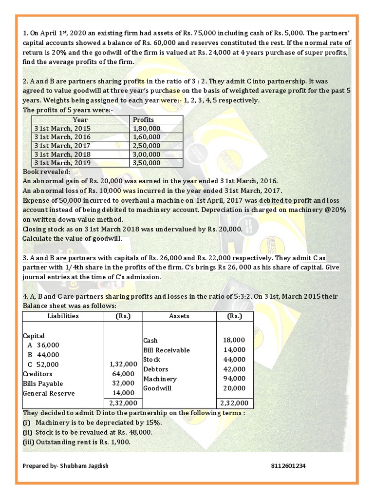 Worksheet Admission | PDF | Balance Sheet | Goodwill (Accounting)