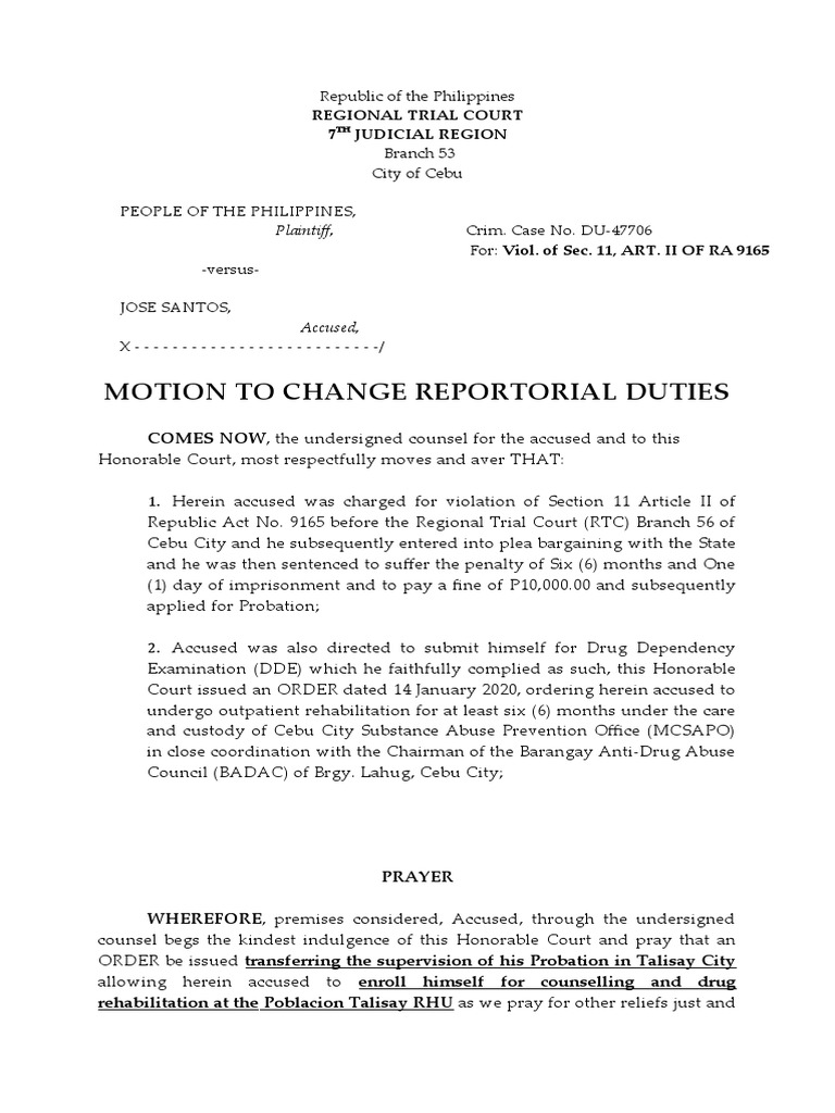 Motion To Change Address | PDF | Probation | Government