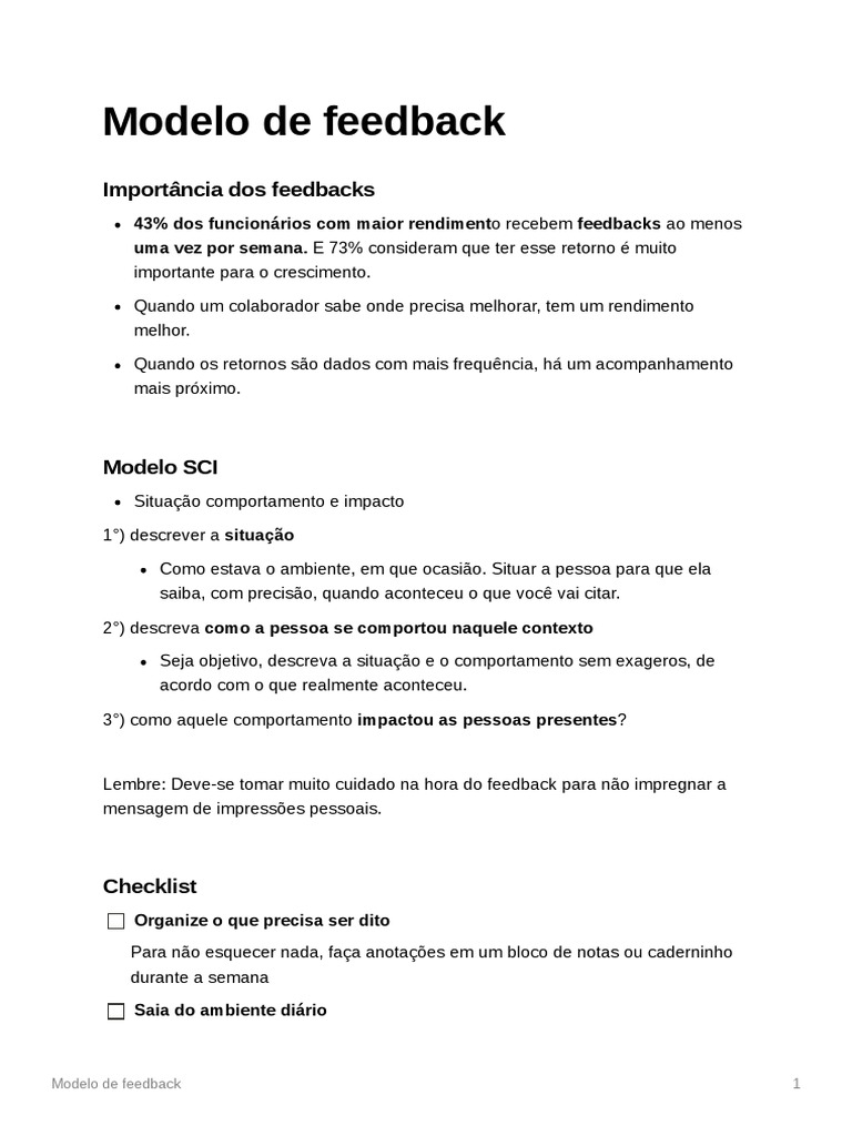 Modelo de Feedback | PDF