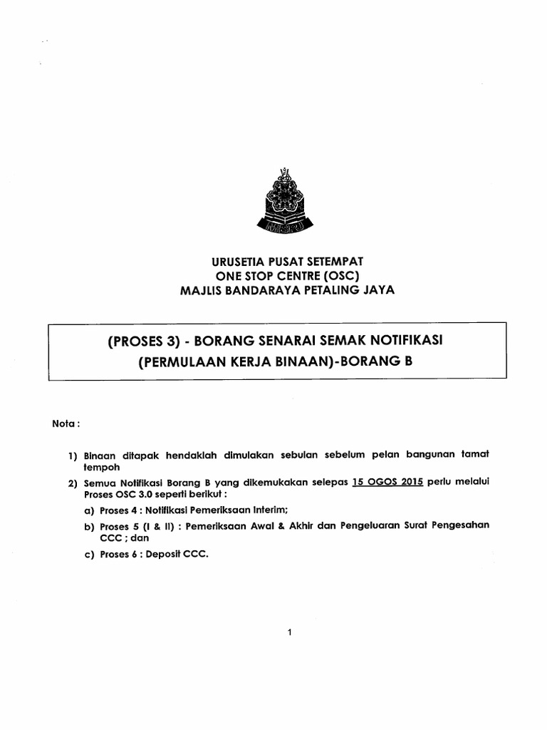 Proses 3 - Borang Senarai Semak Notifikasi (Permulaan Kerja Binaa ...