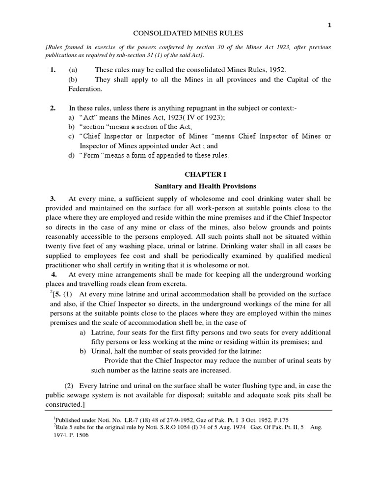 Consolidated Mines Rules | PDF | Cafeteria | First Aid