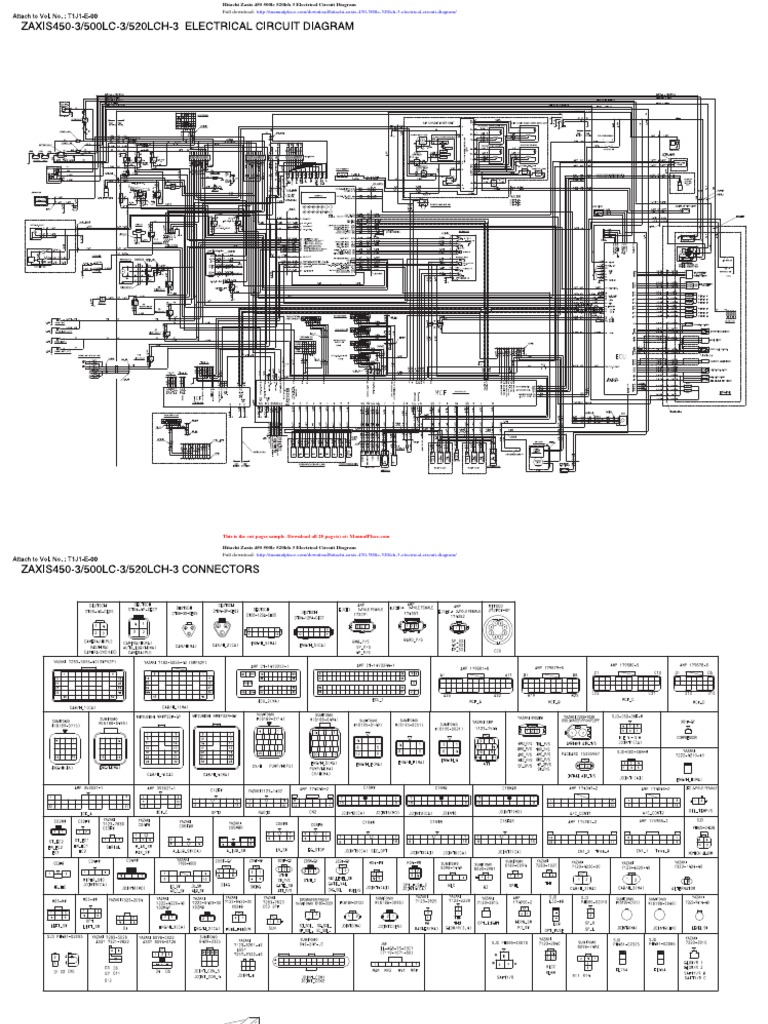 Hitachi Zaxis 450 500lc 520lch 3 Electrical Circuit Diagram | PDF