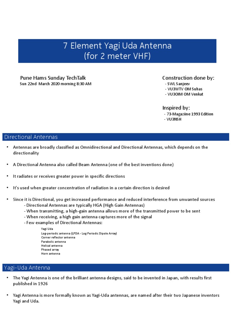 7-Element-Yagi-Uda-Beam-Pune Hams Tech Talk | PDF | Antenna (Radio ...