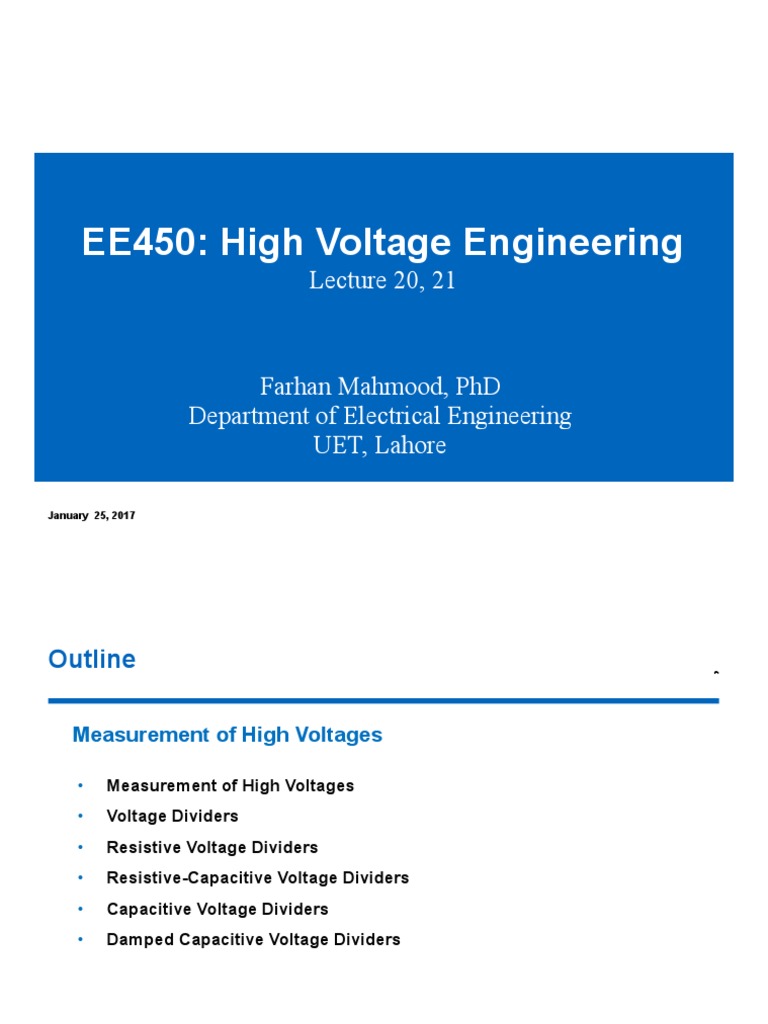 EE450: High Voltage Engineering: Lecture 20, 21 | Download Free PDF ...