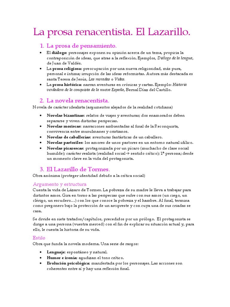 La Prosa Renacentista | PDF