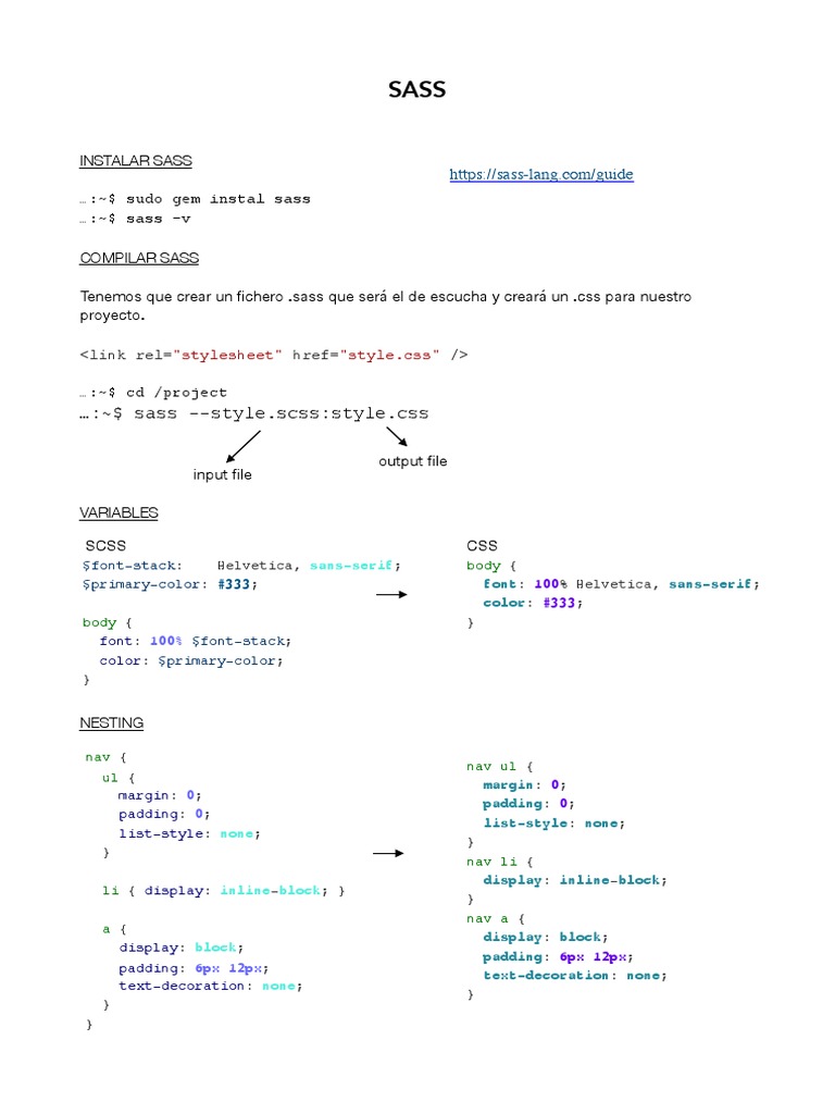 Sass Css Preprocesor Basics Pdf Design Computer File Formats 3454