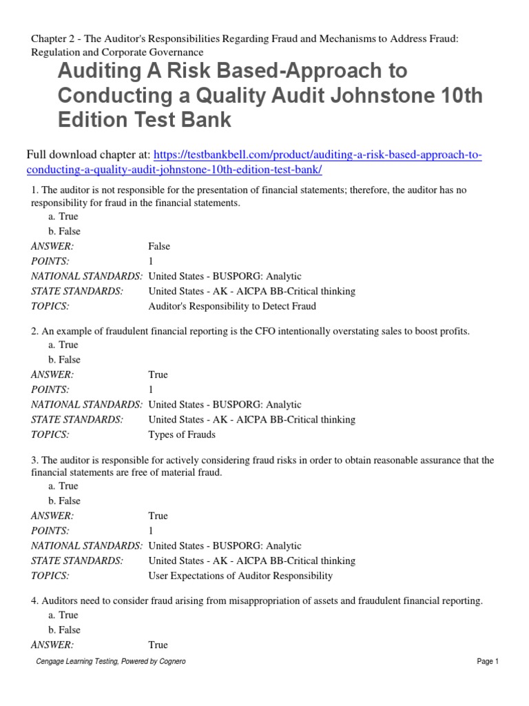 Auditing A Risk Based Approach To Conducting A Quality Audit Johnstone ...