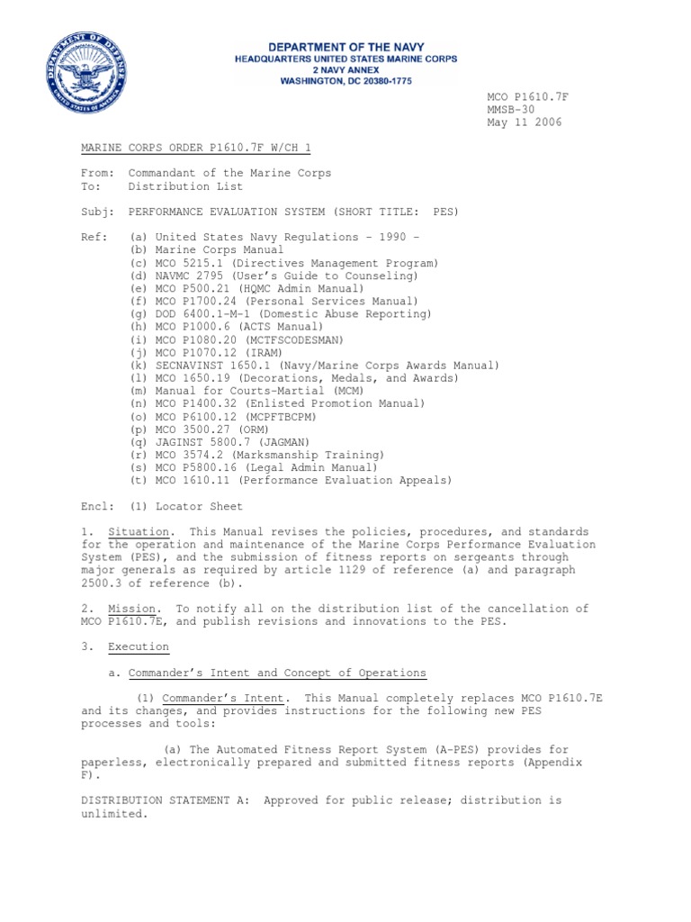 Mco P1610.7F W CH 1 | PDF | United States Marine Corps | Performance ...