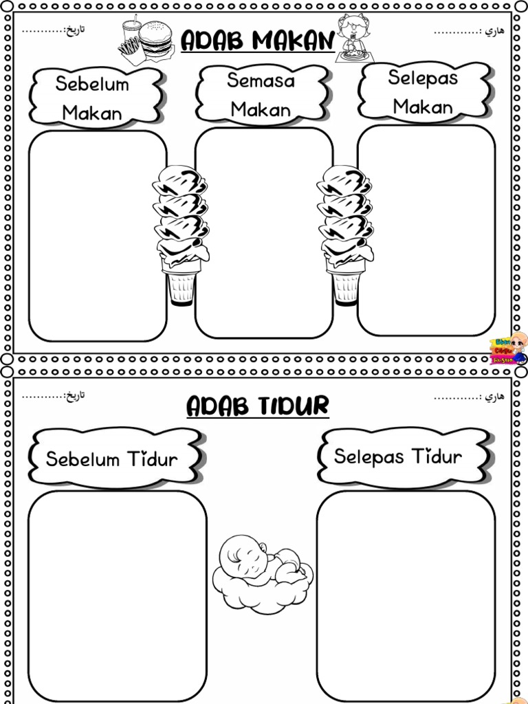 Adab Makan Tahun 2 Dan Adab Tidur Tahun 3 | PDF