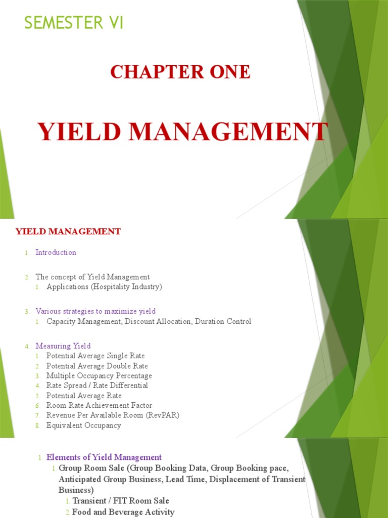 Sem 6 Unit 1 Yield Management | PDF | Demand | Pricing